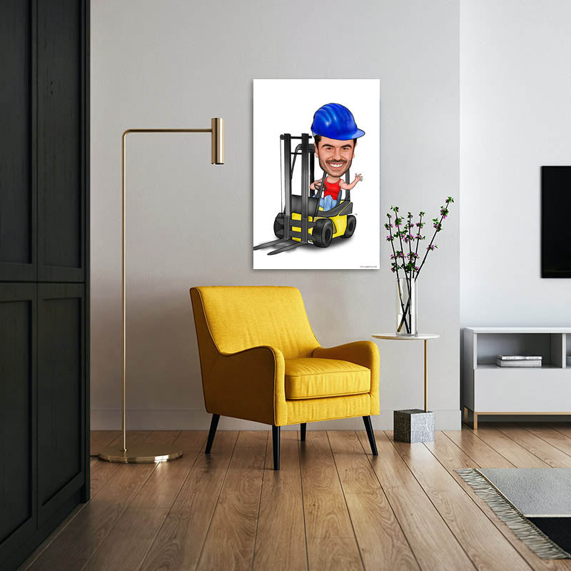 Karikatur vom Foto - Staplerfahrer (andere Baufahrzeuge mgl.) (ca358) ♥ ...