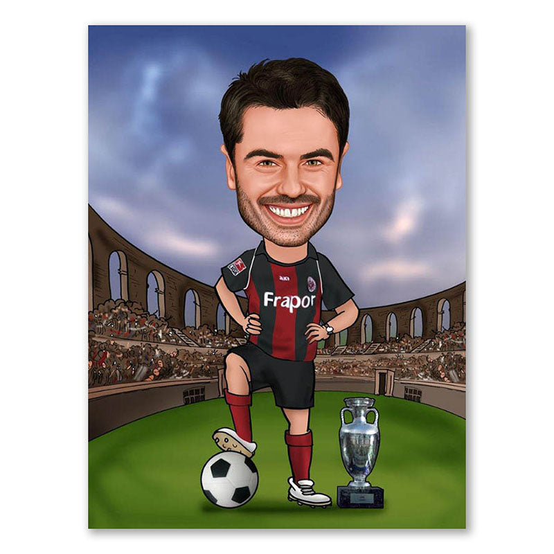 Karikatur vom Foto - Fußballer mit Pokal (ca552) ♥ Lustige Karikatur ...