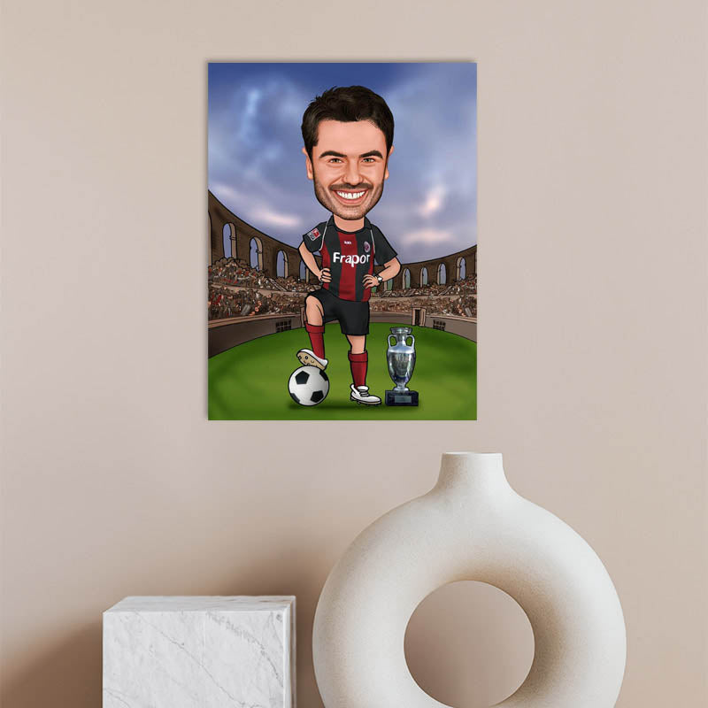Karikatur vom Foto - Fußballer mit Pokal (ca552) ♥ Lustige Karikatur ...