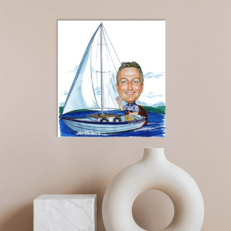 Karikatur vom Foto - Segler in Fahrt (cdi333) ♥ Lustige Karikatur von ...